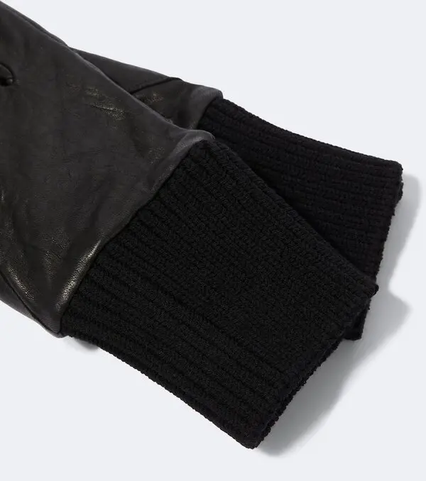 Rick Owens Ribbed-knit Leather Gloves