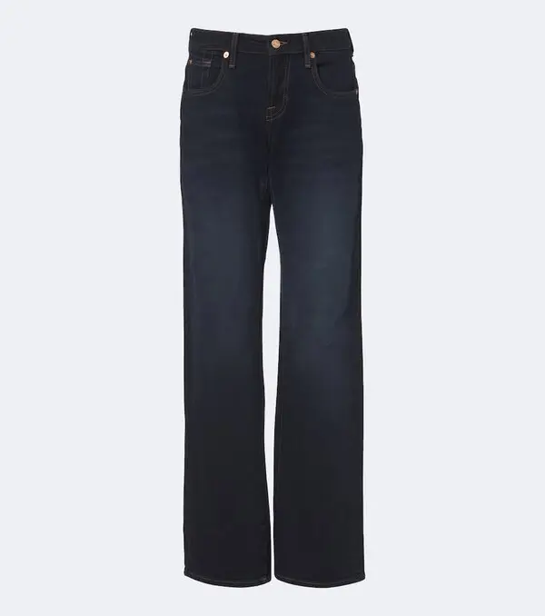 7 For All Mankind Faded Straight Jeans - Blue