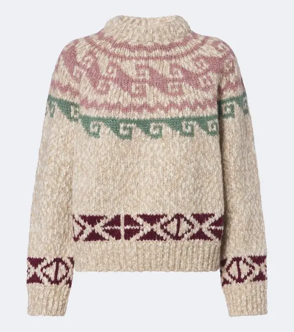 Moncler Wool And Alpace-blend Jacquard Sweater - Beige