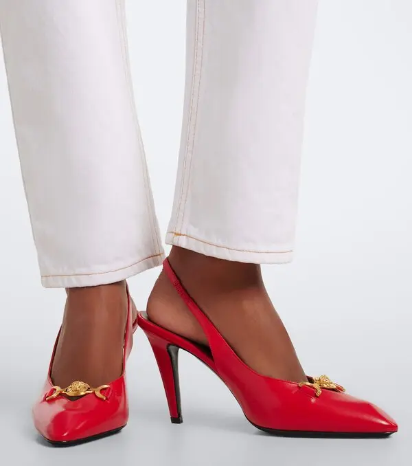 Versace Clelia Medusa Leather Slingback Pumps