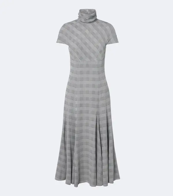 EMILIA WICKSTEAD Thea Prince Of Wales Check Midi Dress - Grey