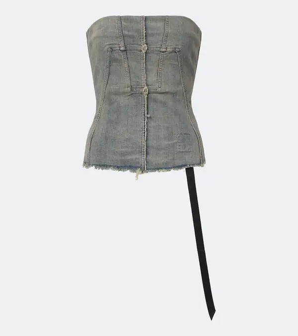 Rick Owens Distressed Denim Tube Top