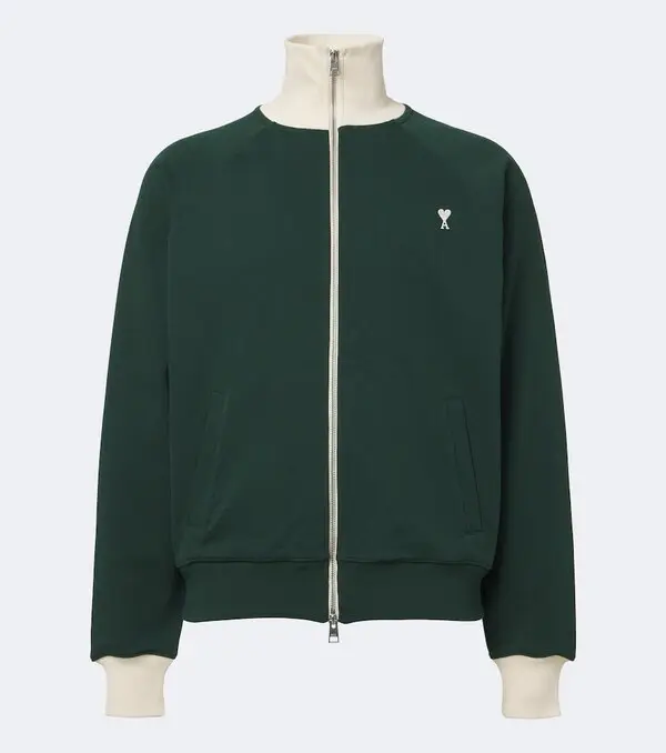 AMI Paris De Coeur Cotton Jersey Sweatshirt - Green