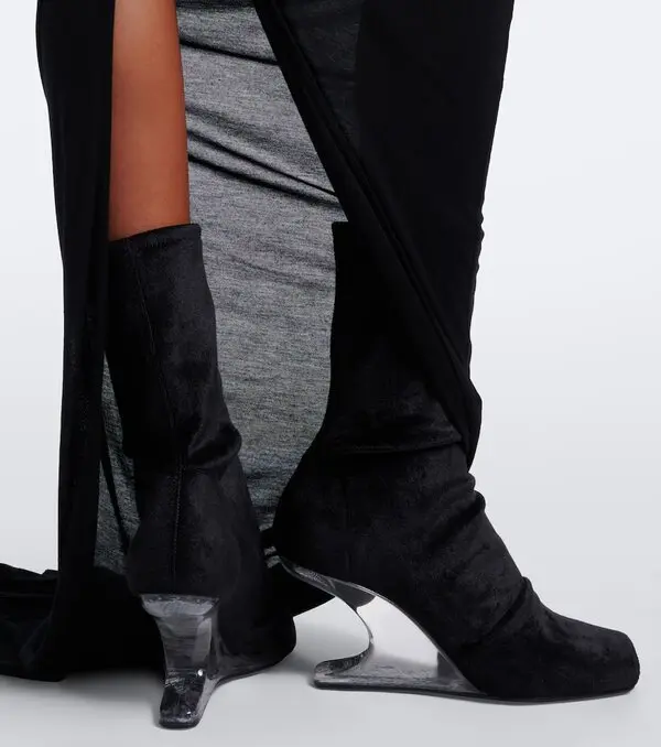Rick Owens Cantilever Velvet Jersey Ankle Boots