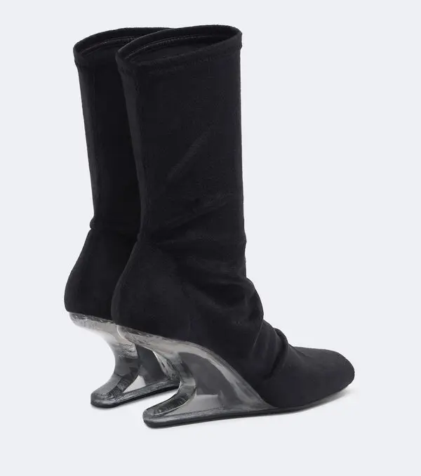 Rick Owens Cantilever Velvet Jersey Ankle Boots