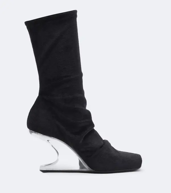 Rick Owens Cantilever Velvet Jersey Ankle Boots