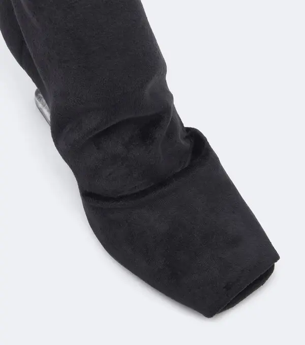 Rick Owens Cantilever Velvet Jersey Ankle Boots