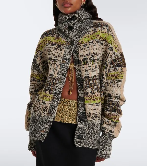Dries Van Noten Jacquard Wool And Cashmere Cardigan