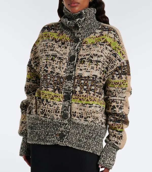Dries Van Noten Jacquard Wool And Cashmere Cardigan