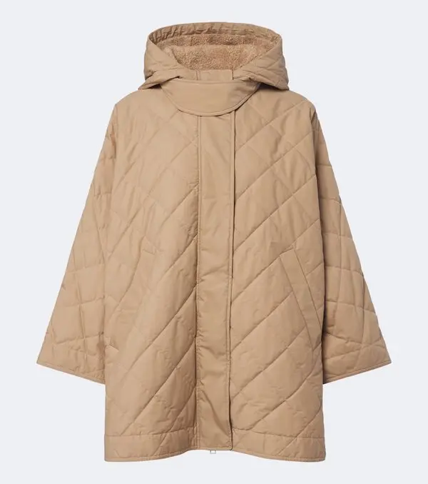 Moncler Hooded Quilted Cotton-blend Cape - Beige