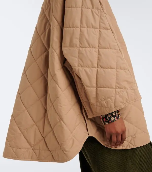 Moncler Hooded Quilted Cotton-blend Cape - Beige