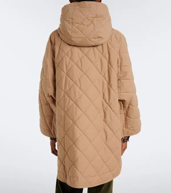 Moncler Hooded Quilted Cotton-blend Cape - Beige