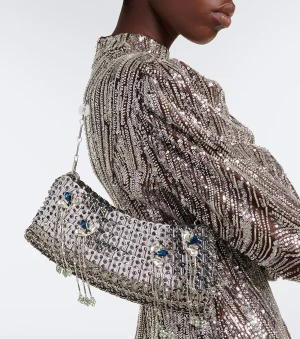 Rabanne 1969 Embellished Shoulder Bag - Silver