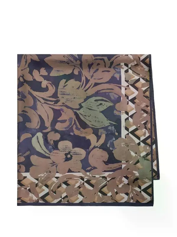 Malìparmi Floral-print Silk Scarf - Blue