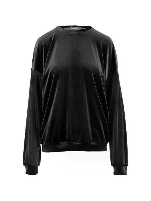 DON'T @ ME Velvet-effect Dropped-shoulder Sweater