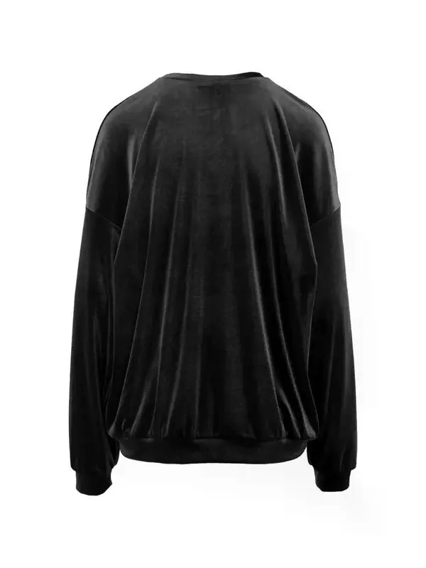 DON'T @ ME Velvet-effect Dropped-shoulder Sweater
