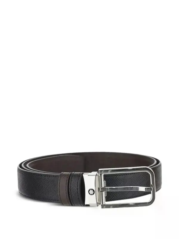 Montblanc Reversible Embossed-leather Belt - Black