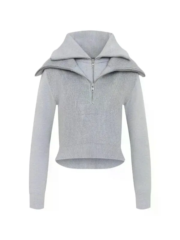 Balenciaga Layered-collar Ribbed-knit Sweater - Grey
