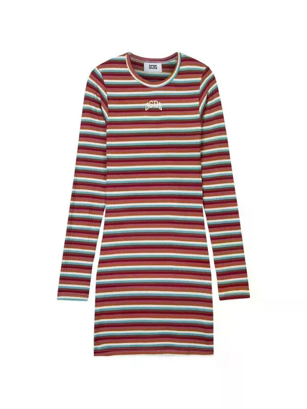 Gcds Ribbed-knit Striped Mini Dress