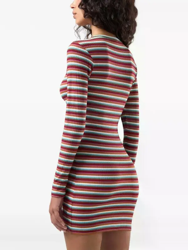 Gcds Ribbed-knit Striped Mini Dress