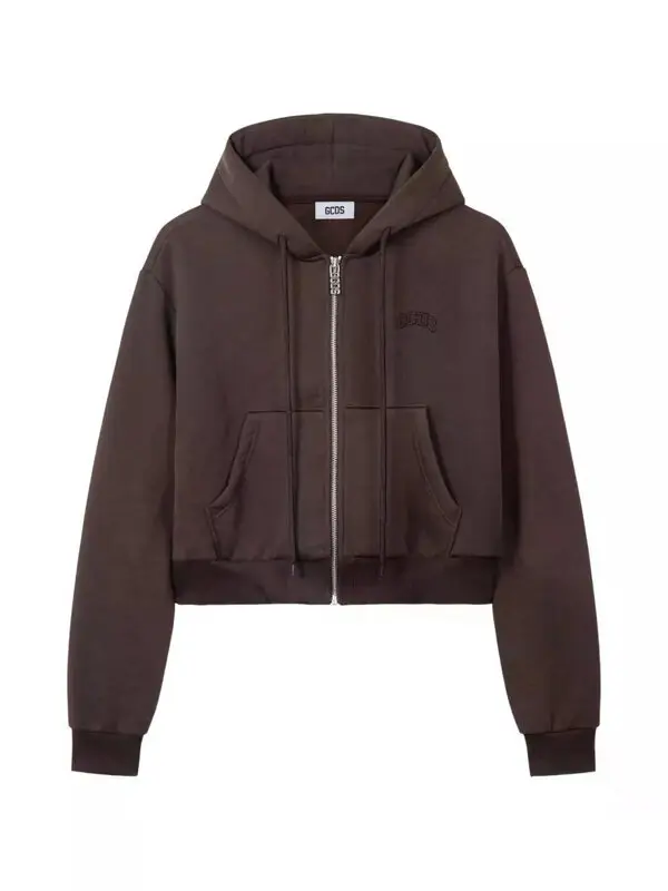 Gcds Logo-embroidered Zip-up Hoodie