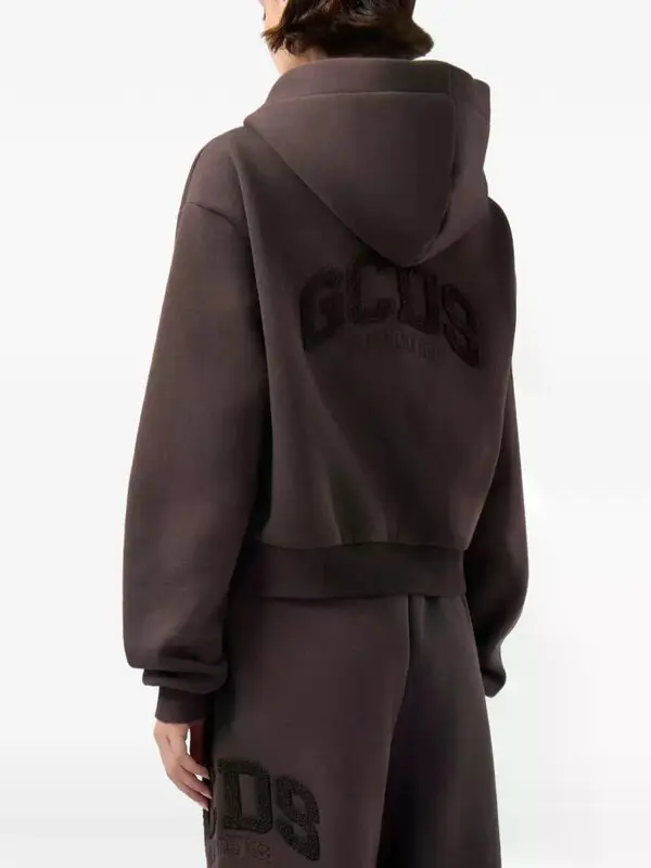 Gcds Logo-embroidered Zip-up Hoodie