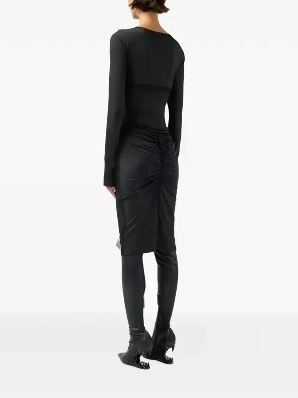 Gcds Lace-insert Ruched Midi Dress