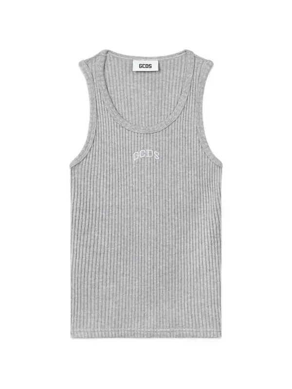 Gcds Logo-embroidered Ribbed-knit Tank Top