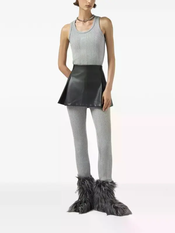 Gcds Logo-embroidered Ribbed-knit Tank Top