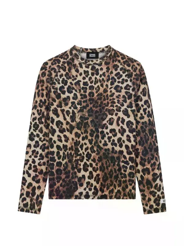 Gcds Leopard-print Waffle-knit T-shirt