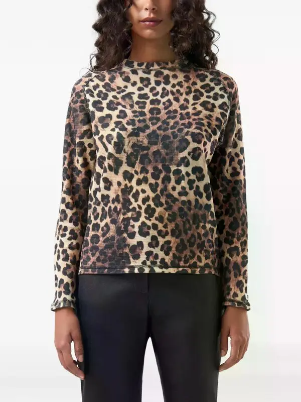 Gcds Leopard-print Waffle-knit T-shirt