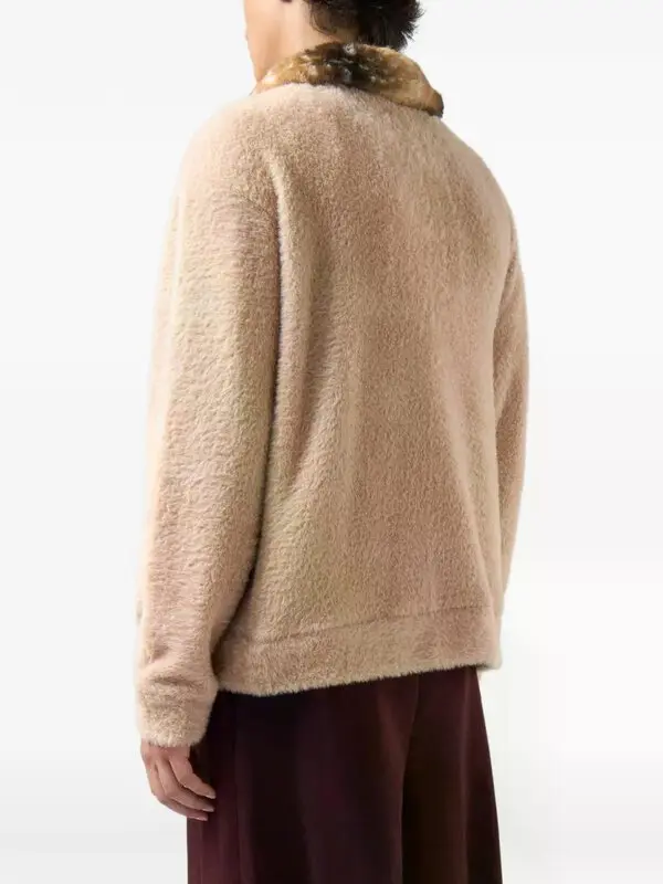 Gcds Faux-fur Long-sleeve Polo Shirt