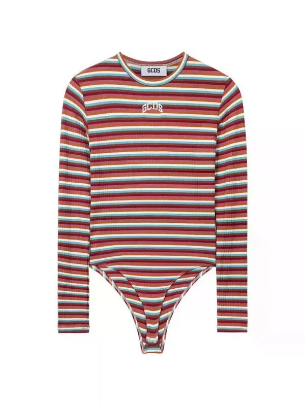 Gcds Striped Ribbed-knit Bodysuit