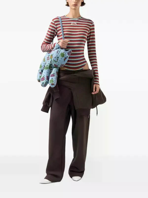 Gcds Striped Ribbed-knit Bodysuit