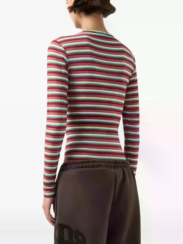 Gcds Striped Ribbed-knit Bodysuit