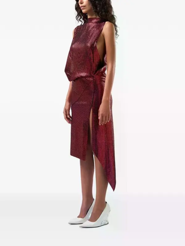 Gcds Sparkling Asymmetrical Draped Midi Dress