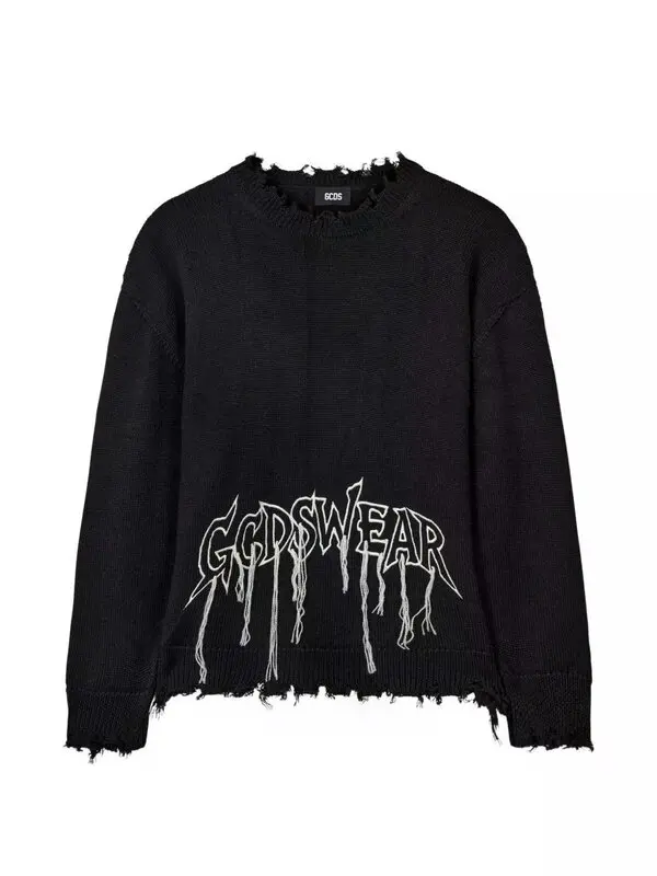 Gcds Embroidered Distressed Sweater