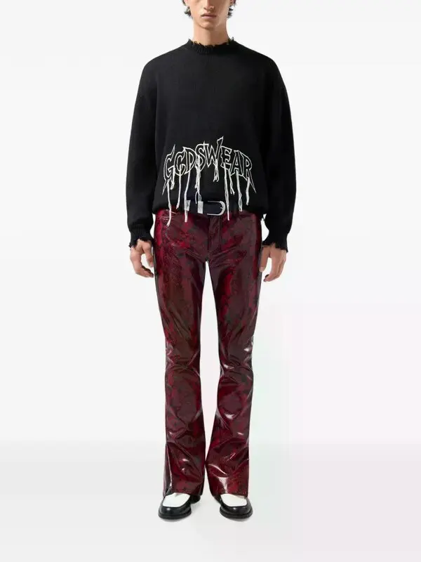 Gcds Embroidered Distressed Sweater