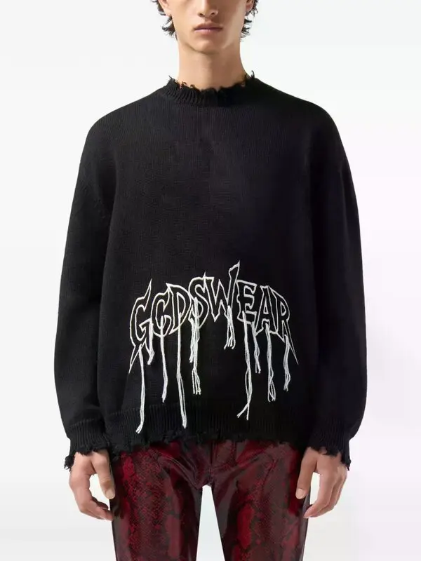 Gcds Embroidered Distressed Sweater