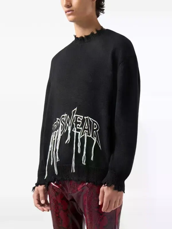 Gcds Embroidered Distressed Sweater