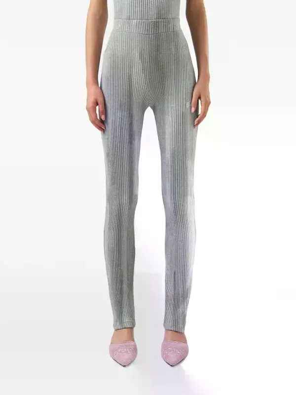 Gcds Ribbed-knit Logo-embroidered Leggings