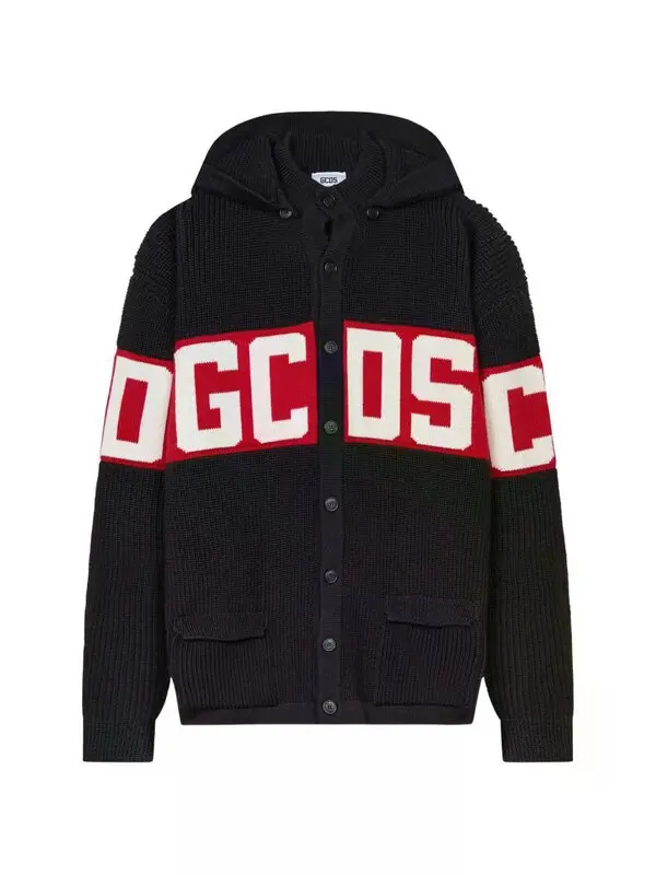 Gcds Logo-band Ribbed-knit Hoodie