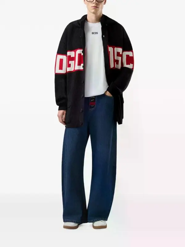 Gcds Logo-band Ribbed-knit Hoodie