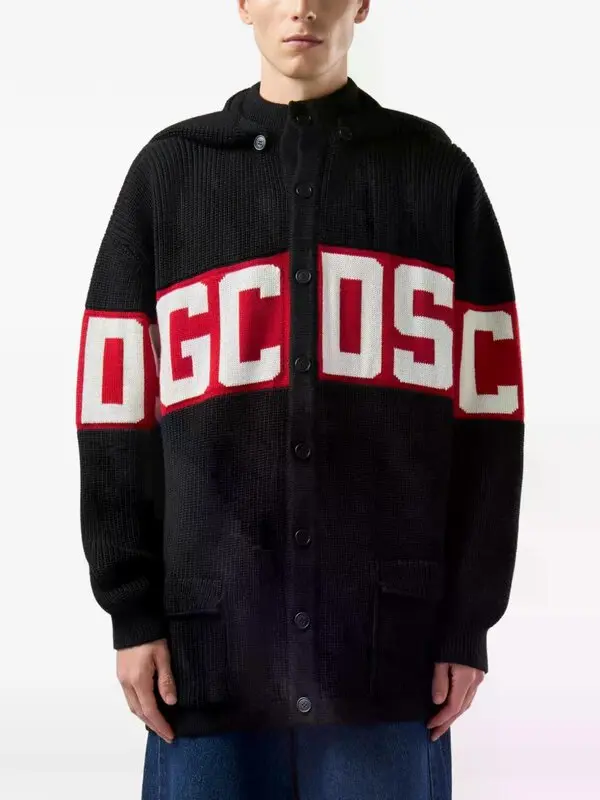 Gcds Logo-band Ribbed-knit Hoodie