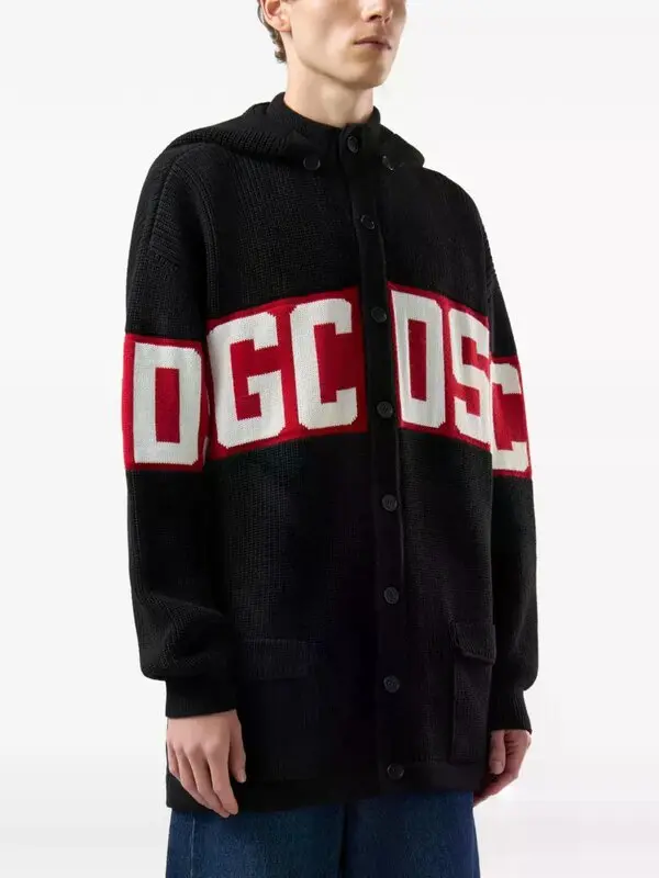 Gcds Logo-band Ribbed-knit Hoodie