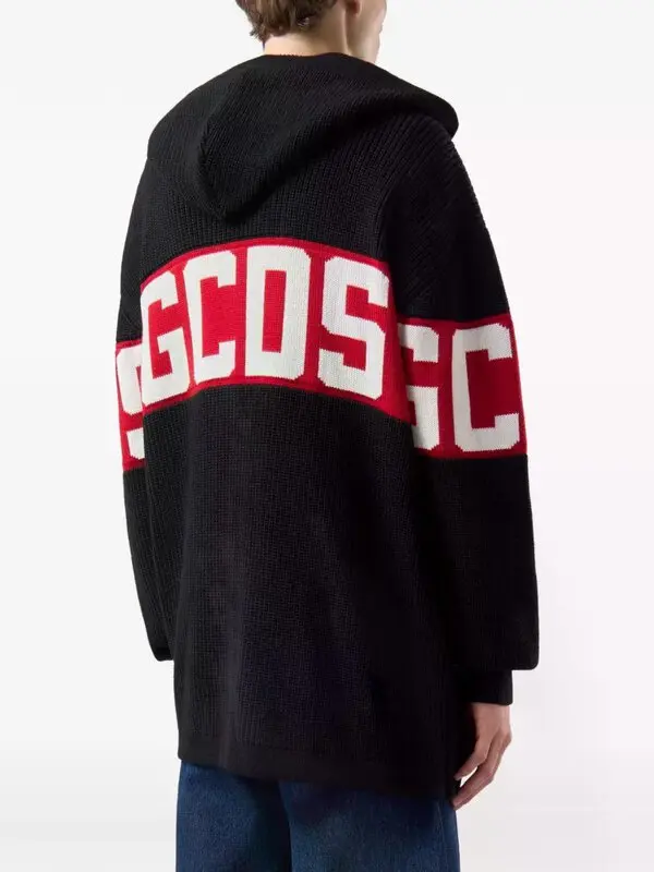 Gcds Logo-band Ribbed-knit Hoodie