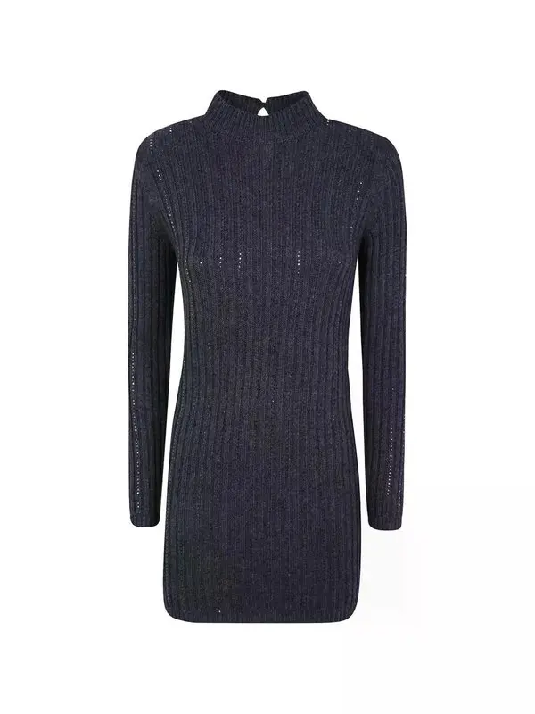 TWINSET Short Wool-knit-blend Dress With Rhinestones