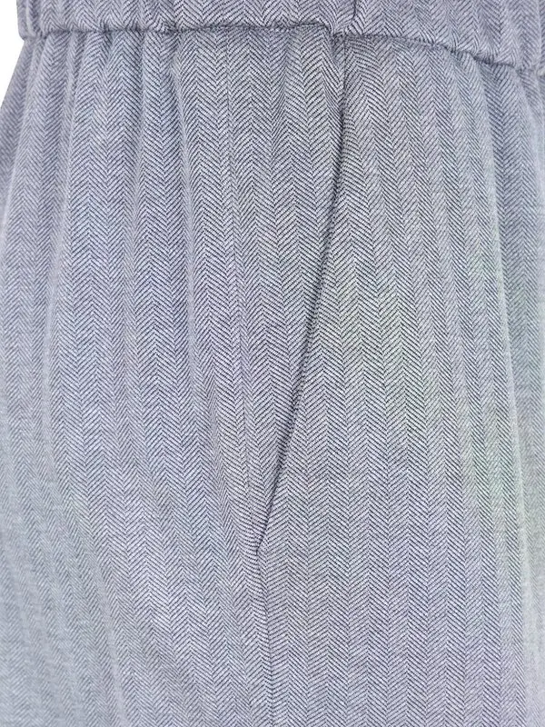 VIA MASINI 80 Herringbone-pattern Turn-up Trousers