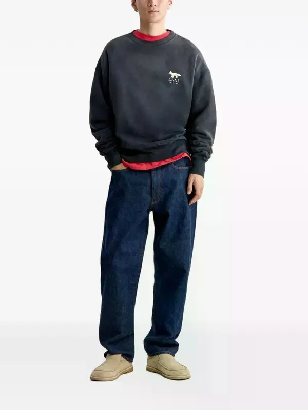 Maison Kitsuné Contrast-stitched Logo-patch Loose-fit Jeans