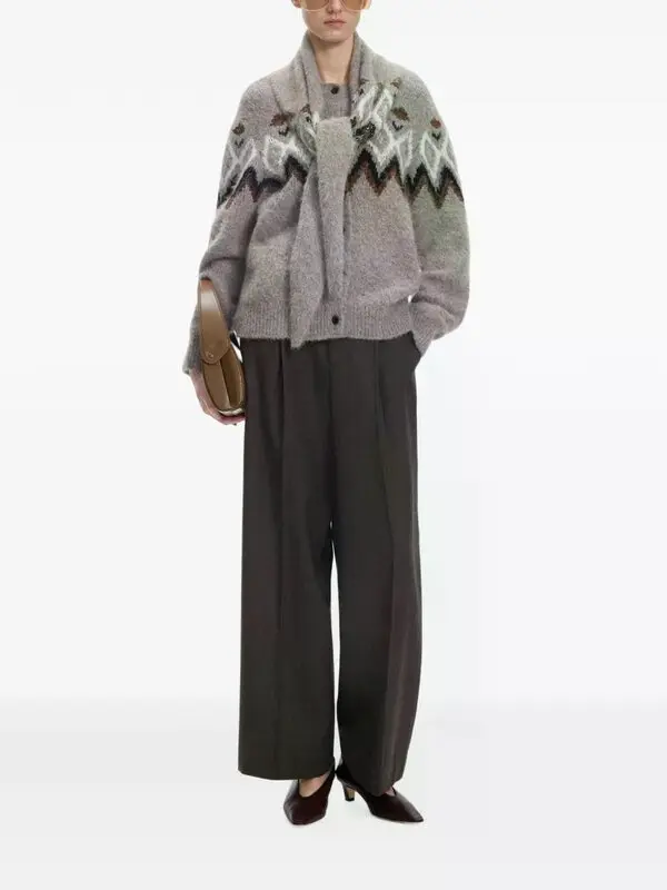 JNBY Geometric-knit Scarf-detail Cardigan